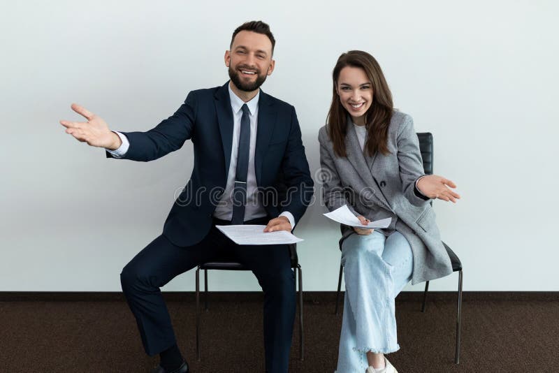 Office Workers at the Interview Greet the Job Seeker Stock Image ...