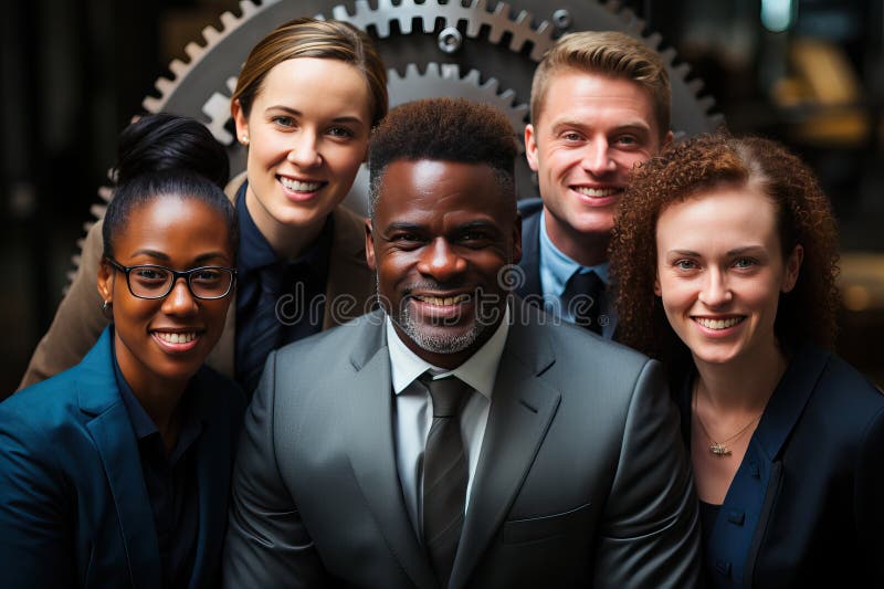 Office Workers and a Large Clock Mechanism. Stock Photo - Image of ...