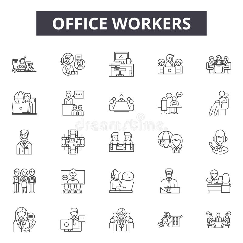 Office Workers Line Icons, Signs, Vector Set, Linear Concept, Outline ...