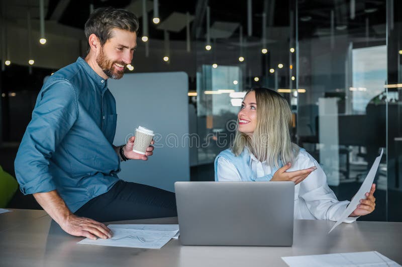 Office Workers Looking Involved while Discussing a New Project Stock ...