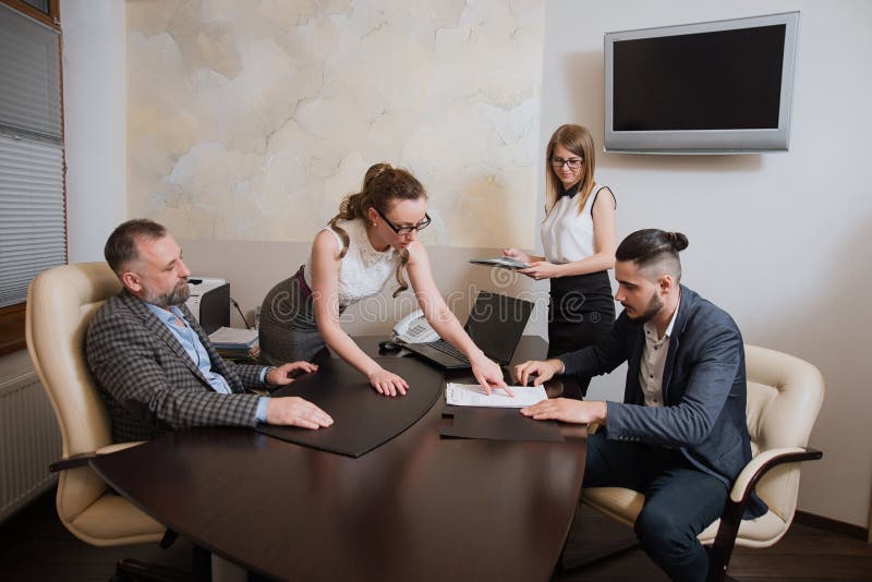 Office Workers Make the Deal, Sign the Agreement on Partnership Stock ...