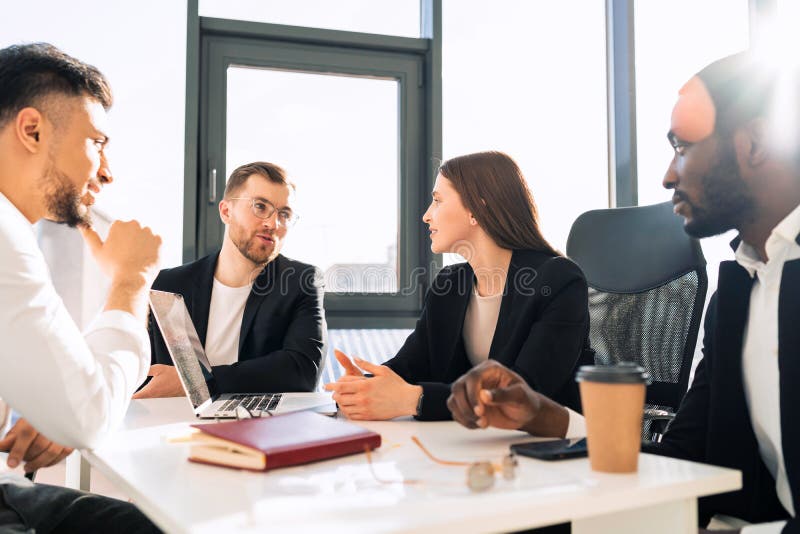 Office Workers at the Morning Conference in the Office. Stock Photo ...