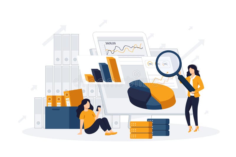 Office Workers Organizing Data Storage and File Archive on Server or Computer. Stock ...