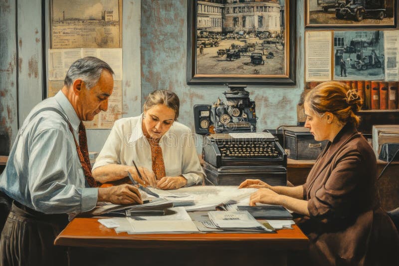Office Workers Reviewing Documents and Taking Notes in the Office Stock ...