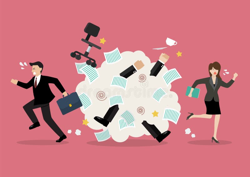 Office Workers Scuffling at Work Stock Vector - Illustration of ...