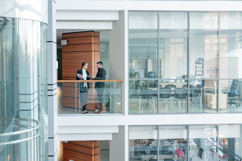 Office Workers Sharing Ideas Stock Photo - Image of window, lobby ...