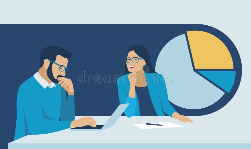 Office Workers Sit at the Table and Talk about Work. Banner Stock ...