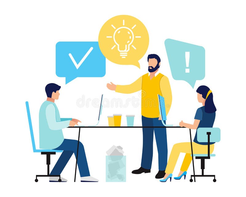 Office Workers are Sitting at the Desk, Looking into the Compute Stock ...