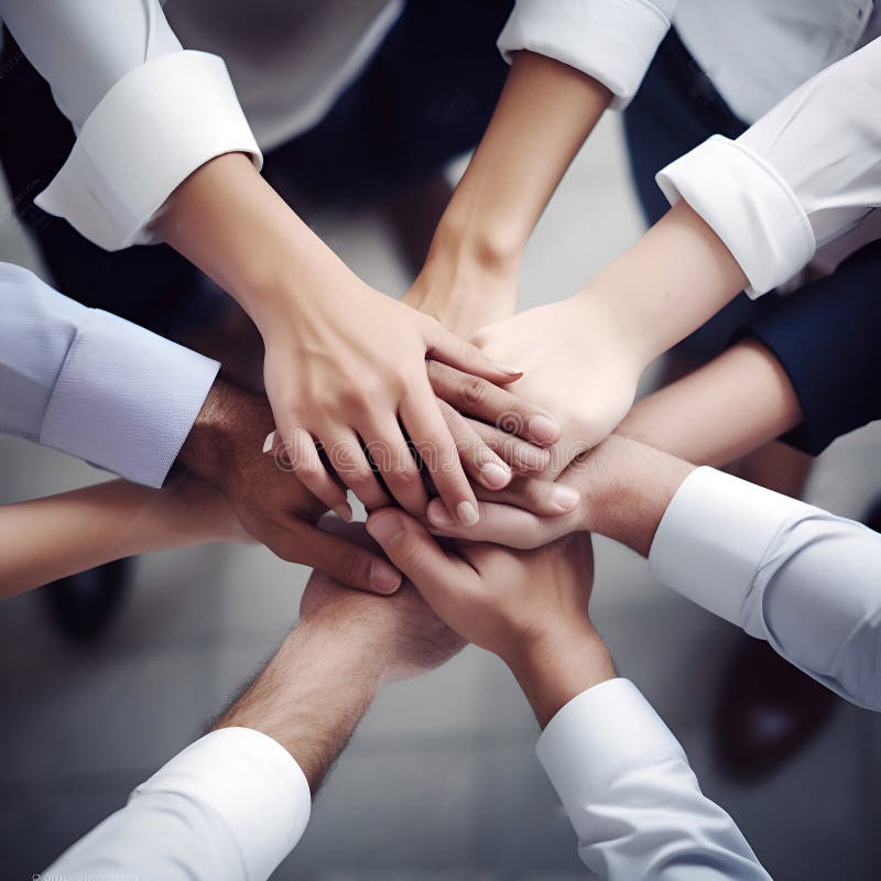 Office Workers Stack Hands Together As Symbol To Be a Team ...