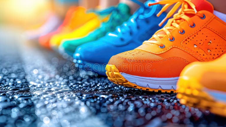 Office Workers Standing at Starting Line, Ready To Run. Teamwork ...