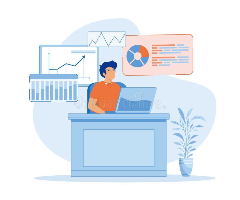 Office Workers are Studying the Infographic, the Analysis of the ...