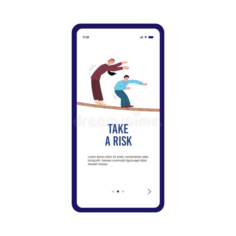 Office Workers Take Risk and Walk on Tightrope, Onboarding Screen ... Office Workers Take Risk and Walk on Tightrope, Onboarding Screen ...