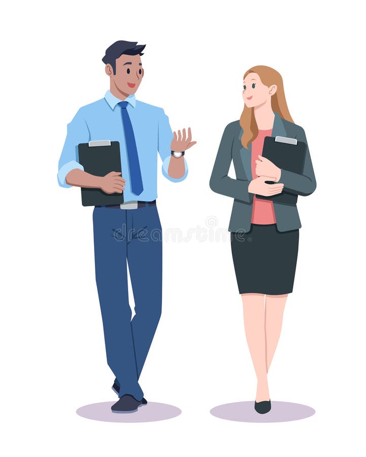 Office Workers Talking and Walking Cartoon Image Stock Vector ...