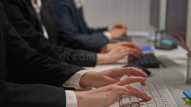 Office Workers Typing Keyboards Modern Workplace Stock Photos - Free ...