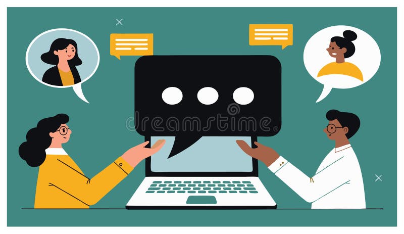 Office Workers Using Laptop for Video Conference and Chatting with ...