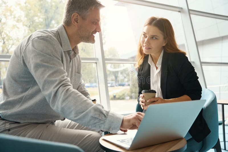 Office Workers are Viewing Working Material in a Laptop Stock Photo ...