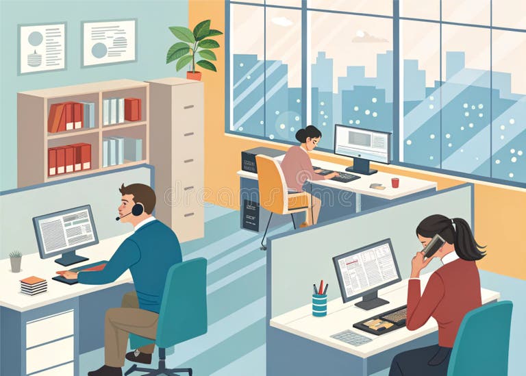 Office Workers at Work in the Office of the Institution. Stock ...