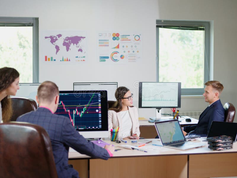 Office Workers Work in the Office for Their Jobs.Cryptocurrency Stock ...