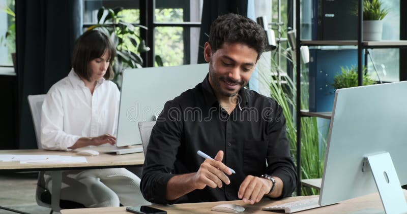 Office Workers Working at Desks in a Modern Office Stock Video - Video ...