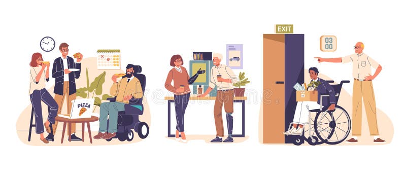Office Workflow and Different Situation with Inclusive People Cartoon ...