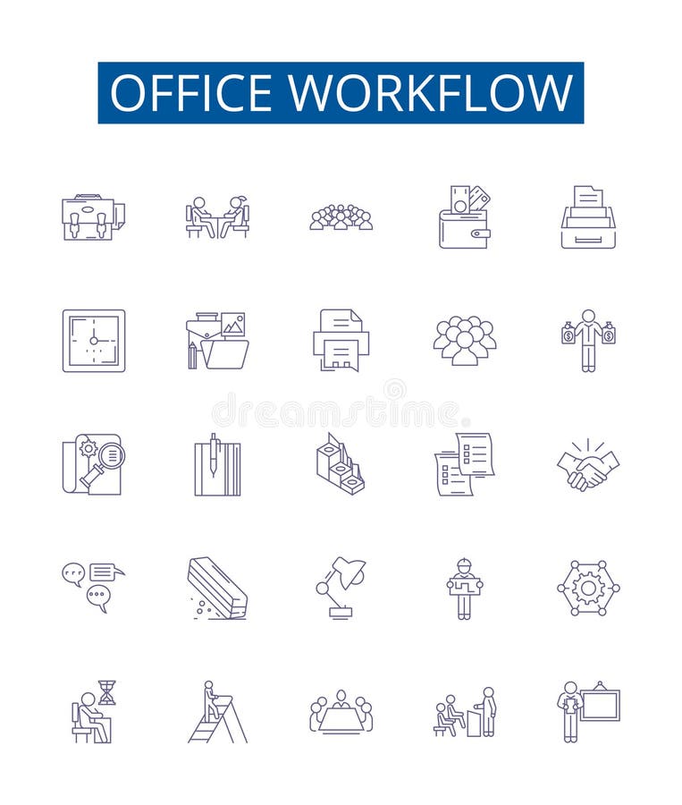 Office Workflow Line Icons Signs Set Design Collection Of Workflow Office Process Automation
