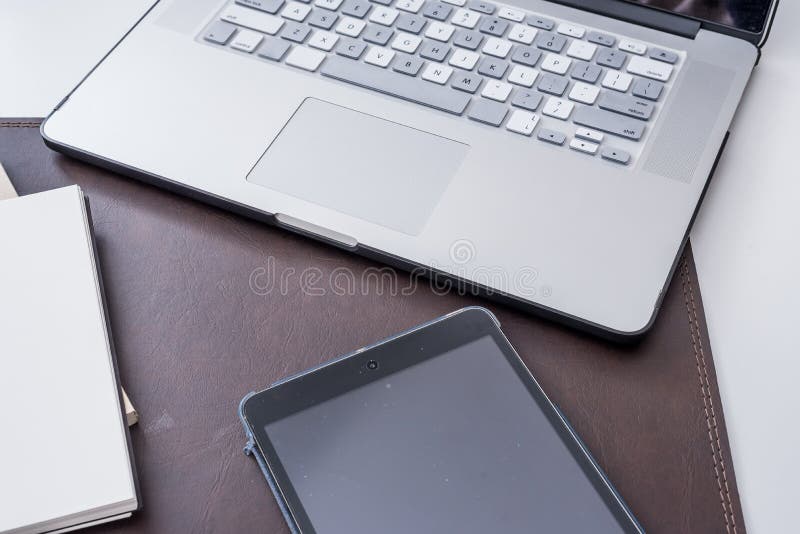 Office working desk stock image. Image of tablet, work - 104527223