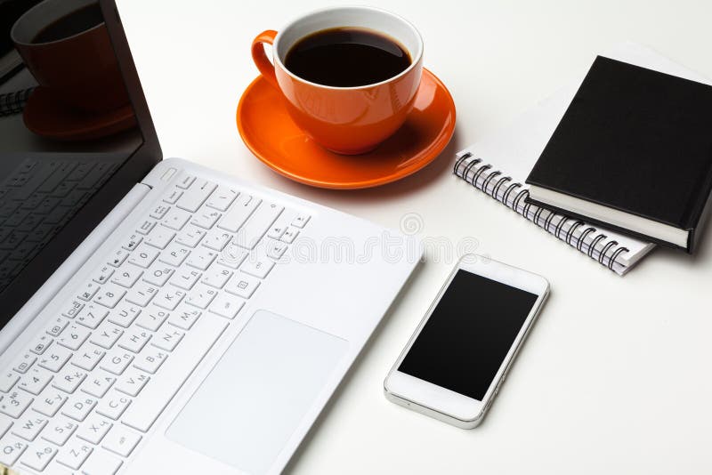Office Working Desk Top View. Creative Photo. Stock Photo - Image of ...