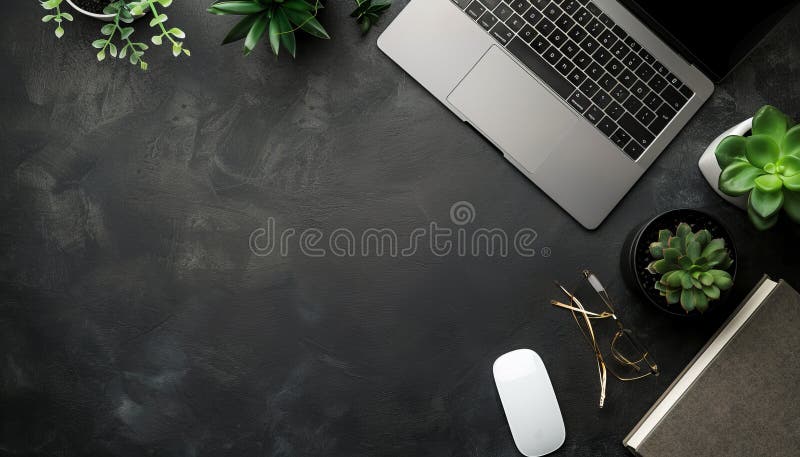 Office Working Desk Top View with Laptop Stock Illustration ...