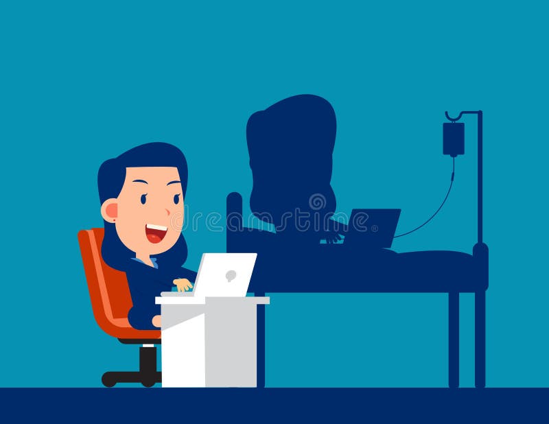 Office Working and Health Shadow. Business Hard Work Vector Concept ...