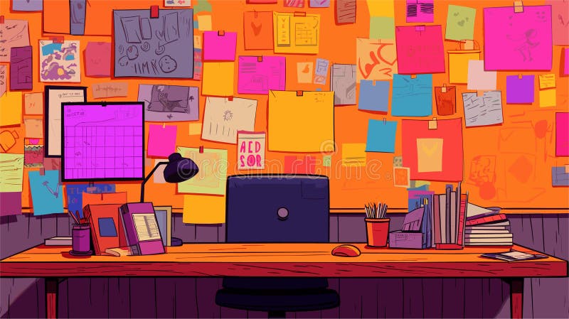 Desktop Board with Stickers Flat Style Vector Stock Vector ...