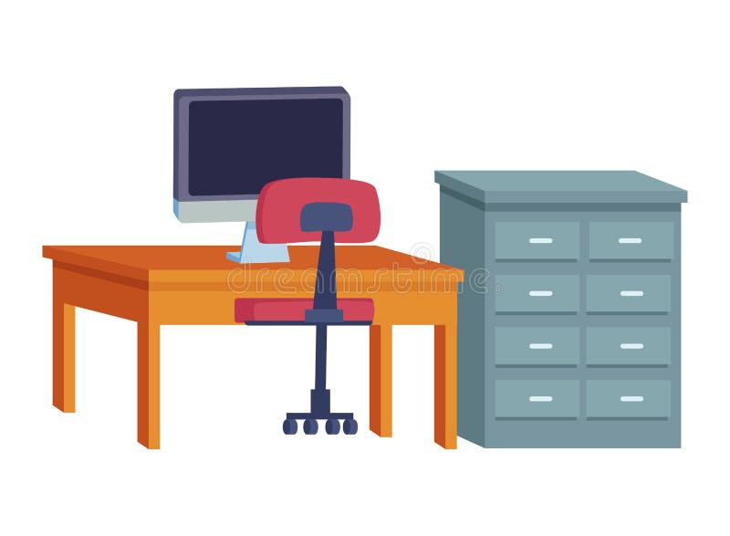 Office and Workplace Elements Cartoons Stock Vector - Illustration of ...