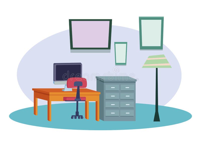 Office and Workplace Elements Cartoons Stock Vector - Illustration of ...