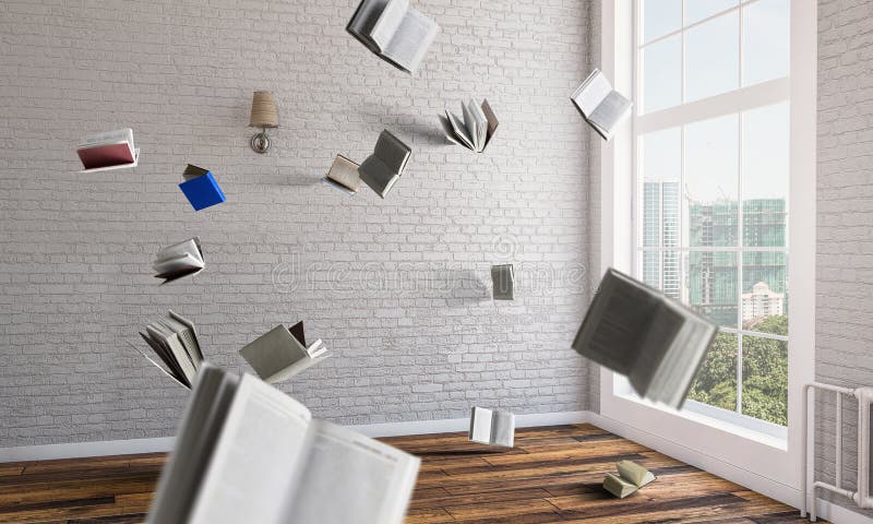 Office Workplace with Flying Objects Stock Image - Image of desk, busy ...