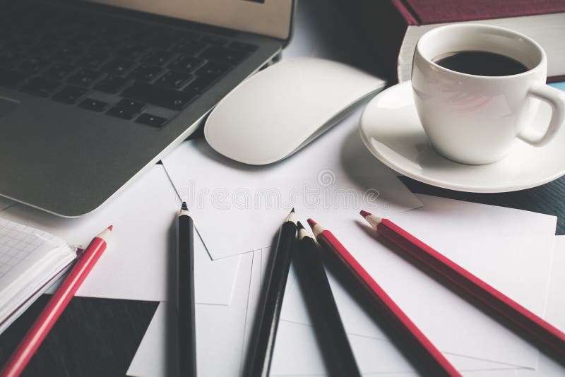 Office Workplace with Items Stock Image - Image of morning, education ...