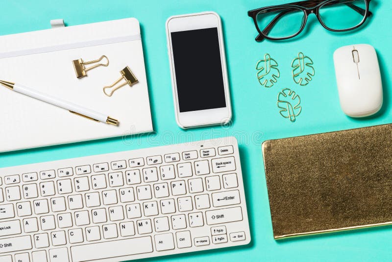 Office Workplace with Keyboard, Notepad and Pen Stock Photo - Image of ...