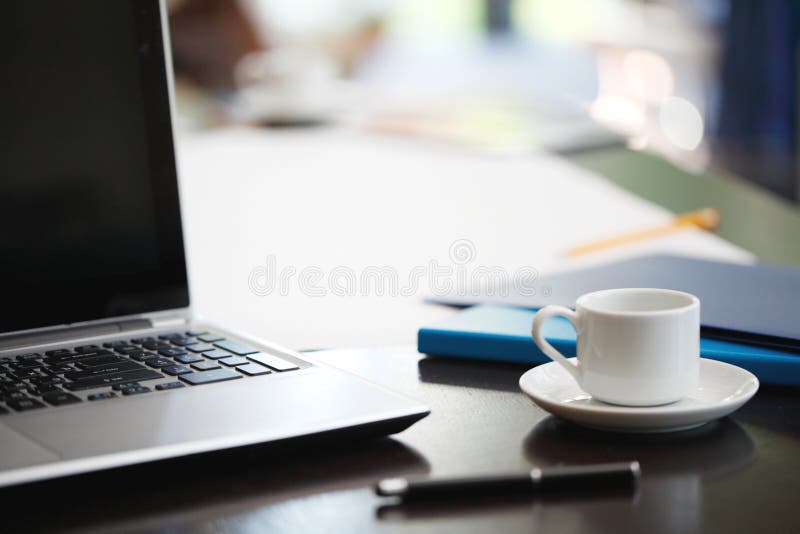 Office Workplace with Laptop Stock Image - Image of office, laptop ...