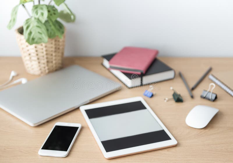 Office Workplace with Laptop Stock Image - Image of modern, mobile ...