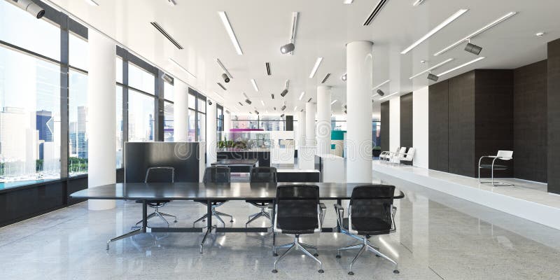 Office Workplace. Modern Office. 3d Render Stock Illustration ...