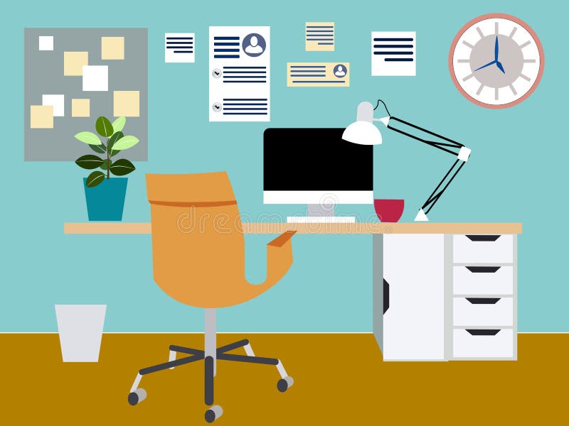 Office, Workplace. Programmer or Illustrator Room. in Minimalist Style ...