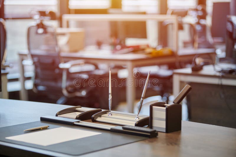 Office Workplace with Stationery. Boss, Chief, Supervisor or Head of ...