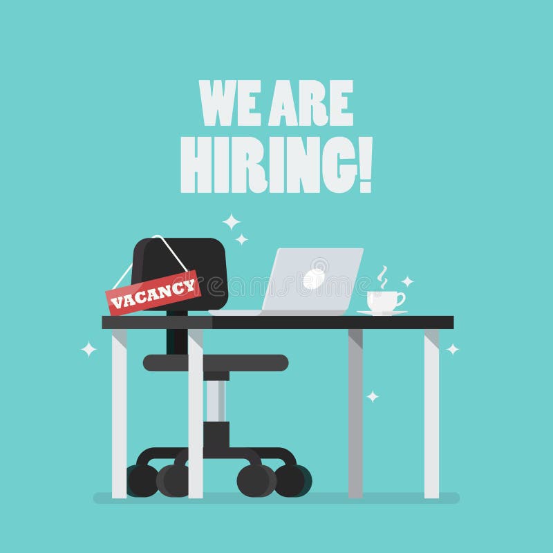 Office Workplace with Vacancy Sign. Empty Seat, Chair in Room for ...