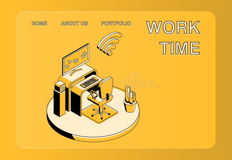 Work Time and Office Workplace Vector Illustration Stock Vector ...