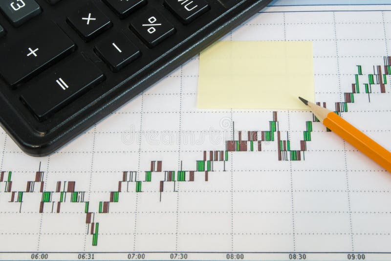 Office Workspace. Business Graph Calculator Pencil and an Empty Space ...