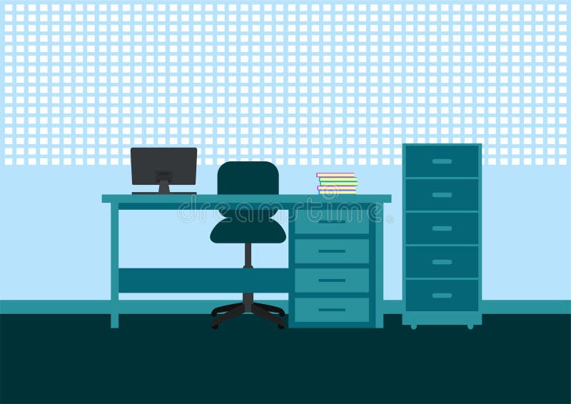 Office Workspace Design Illustration Stock Vector - Illustration of ...