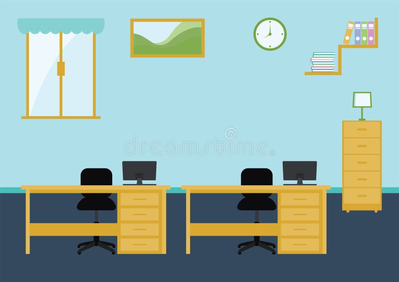 Office Workspace Design Illustration Stock Vector - Illustration of ...