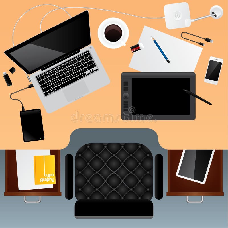 Office Workspace Design. Vector Illustration Decorative Design Stock ...