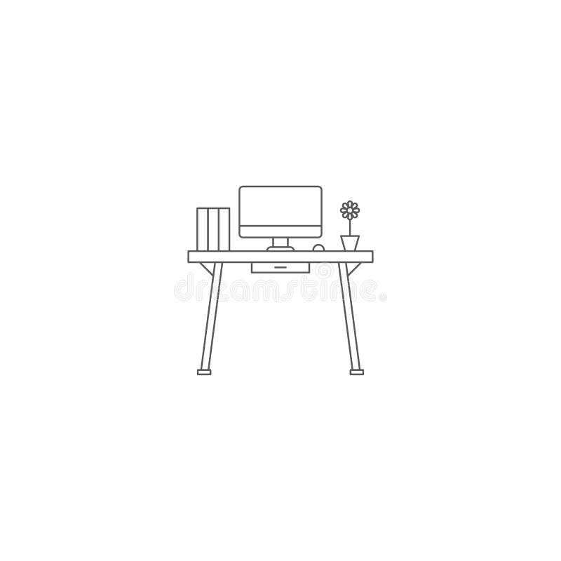 Office Workspace Desk Vector Icon Symbol Workspace Isolated on White ...