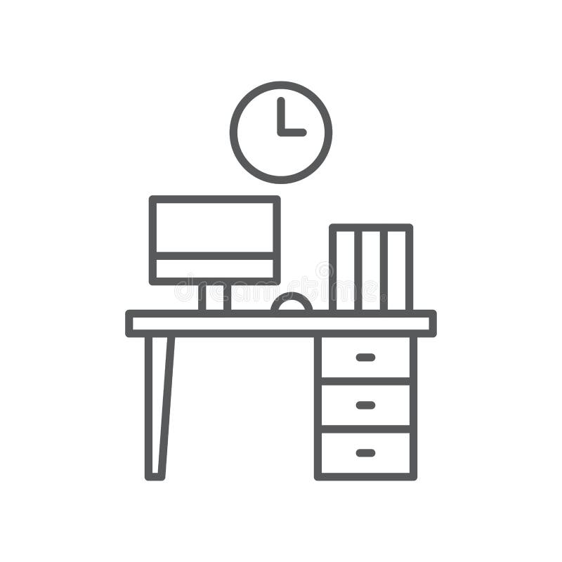 Office Workspace Desk Vector Icon Symbol Workspace Isolated on White ...