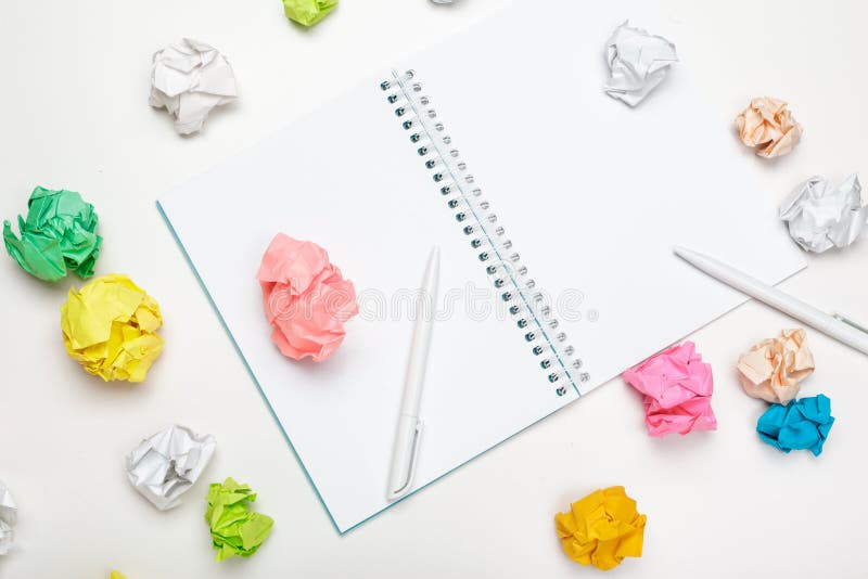 Notebook with Crumpled Pages Stock Image - Image of crunched, open ...