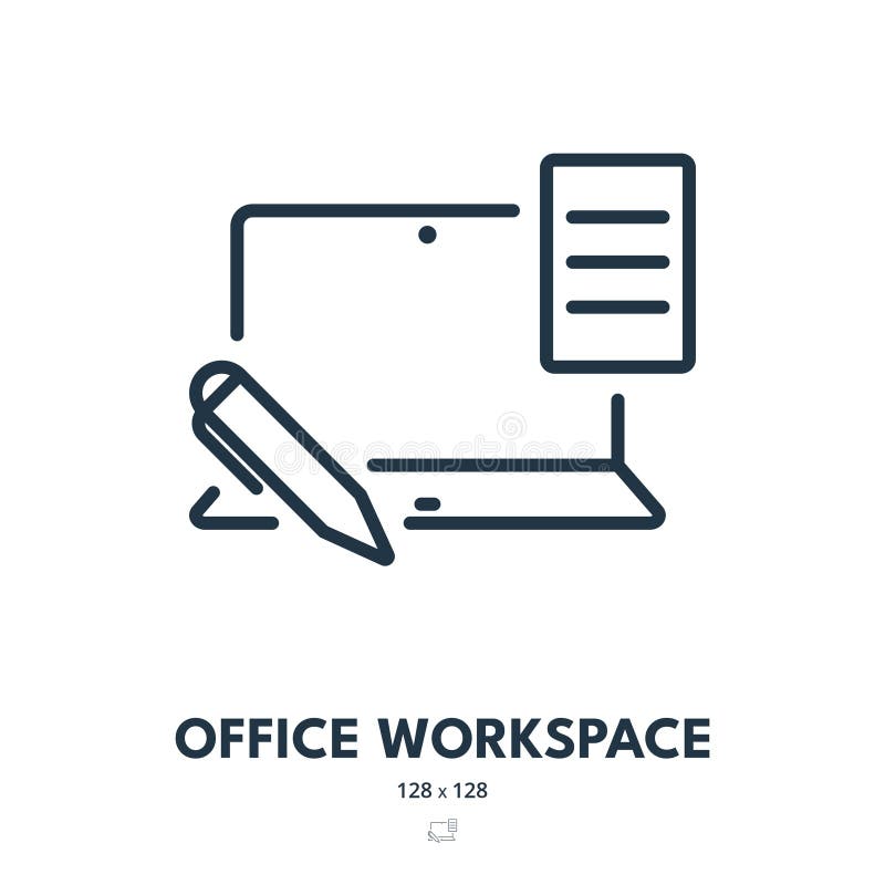 Office Workspace Icon. Workplace, Laptop, Desktop. Editable Stroke ...